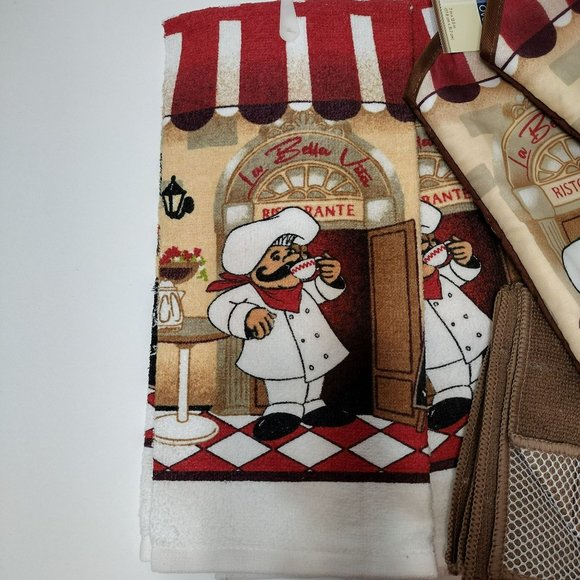 Home Collection | Kitchen | Fat Chef Kitchen Set 6 Pc Towels Oven Mitts ...